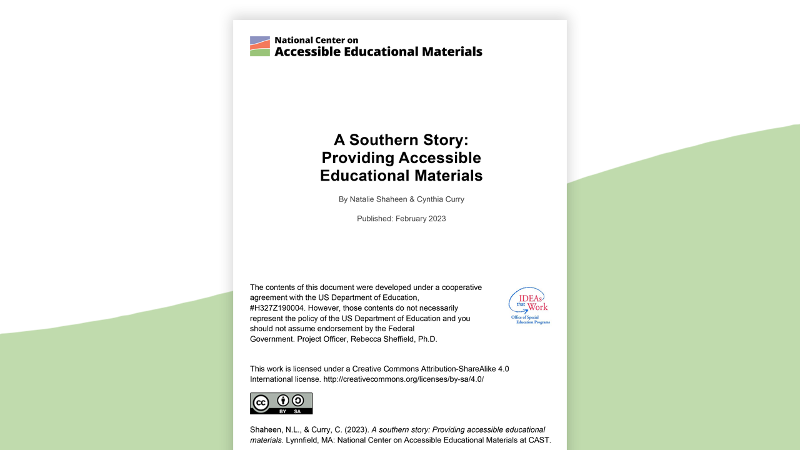 AEM Center: A Southern Story: Providing Accessible Educational Materials